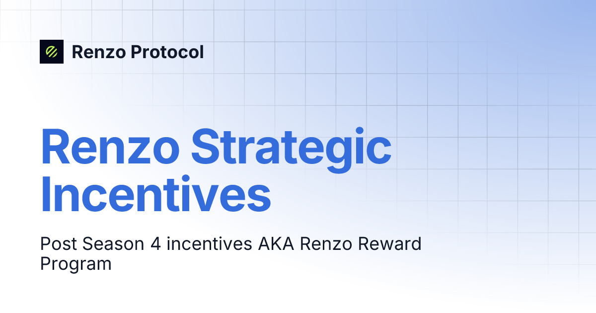 Renzo Strategic Incentives | Renzo Protocol